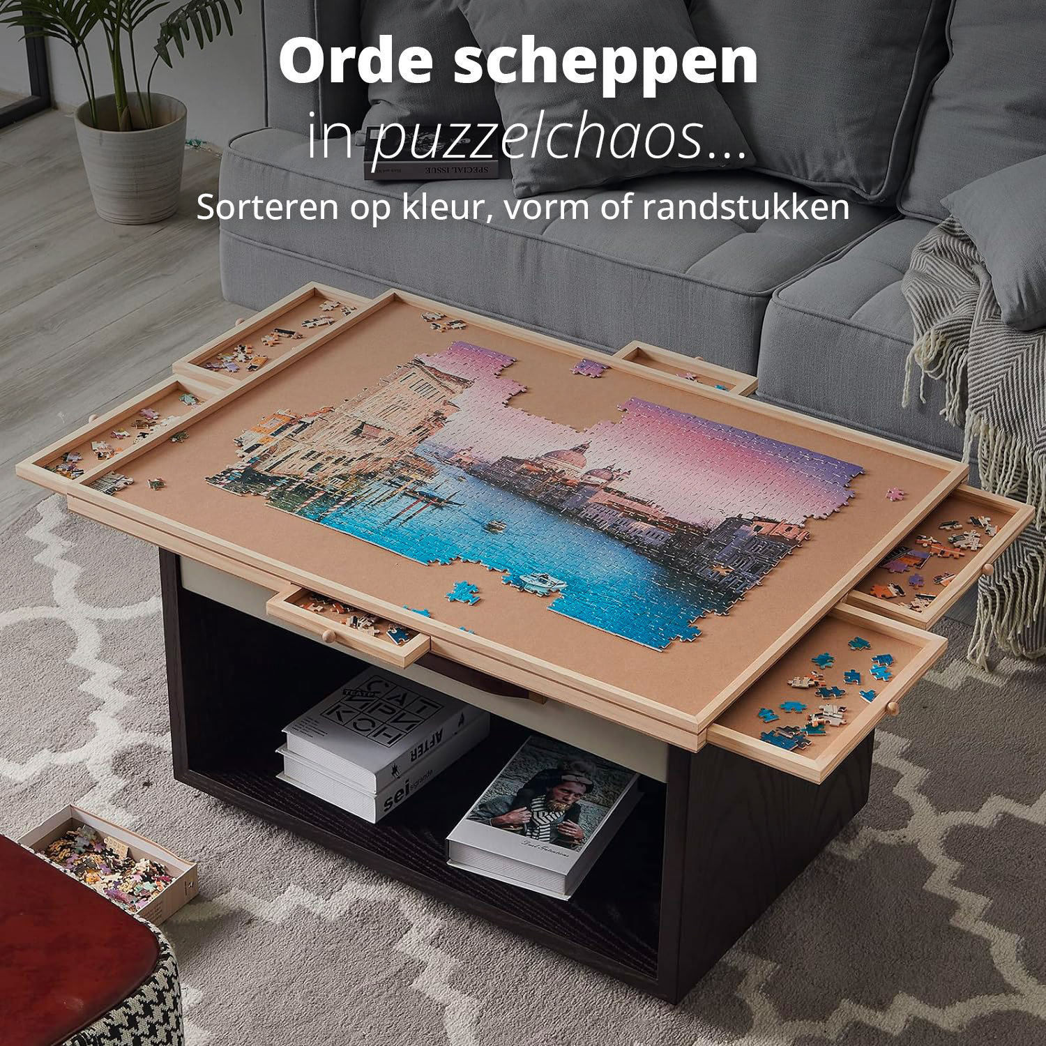 Houten Puzzeltafel voor 1000, 1500 en 2000 stukjes